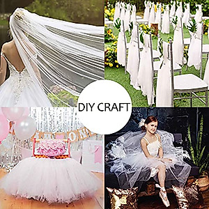 HAVII 54" x 20 Yards (60 ft) White Tulle Rolls Bolt for Wedding Birthday Party Decoration Tutu Table Skirt Tulle Fabric Spool Wrapping Ribbon DIY Crafts