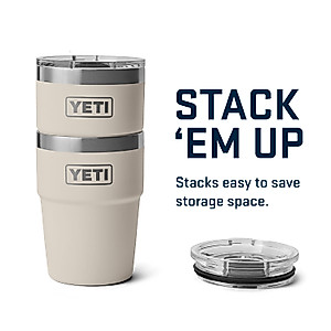YETI Rambler 16 oz Stackable Tumbler, Vacuum Insulated, Stainless Steel with MagSlider Lid, Cape Taupe