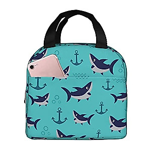 Ocean Lunch Bag Women Small Cooler Bags Insulated Lunch Box for Teen Girls Mens Lunchbox for Work Cooler Tote Bag Waterproof Leak Proof for School Pinic Shark