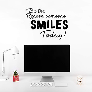 Vinyl Wall Art Decal - Be The Reason Someone Smiles Today - 18" x 24" - Modern Inspirational Cute Self Love Quote Sticker for Bedroom Kids Room Playroom Living Room Daycare Classroom Decor