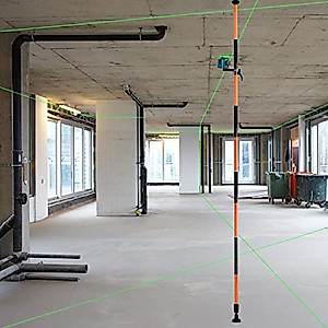 KEZERS Laser Level Pole with Tripod,12Ft./3.7M Telescoping Pole for Laser Levels,1/4”-20 Laser Mount for Rotary and Line Laser Level,Adjustable Pole and Tripod with 5/8”-11 Threaded Adapter-FLP370B