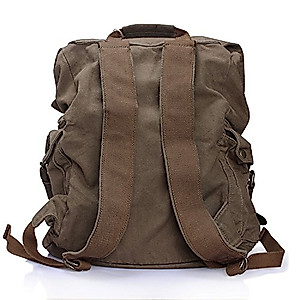 DRF Men's Canvas Laptop Backpack fit 17" Hiking Daypack Outdoor Vintage Look BG-09 (Green)