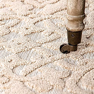 Orian Rugs Boucle Collection 397147 Indoor/Outdoor High-Low Biscay Runner Rug, 1'11" x 7'6", Driftwood Beige