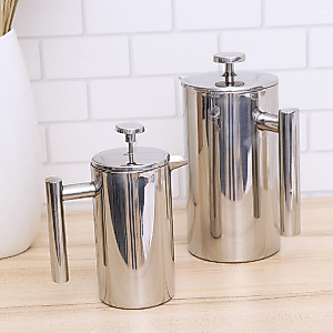 Cabilock Tea Maker Insulated Coffee Tumbler Espresso Coffee Pot for Camping Insulated Cafetiere Brew Coffee Maker Coffee Machines Double Wall Coffee Mug French Filter Screen