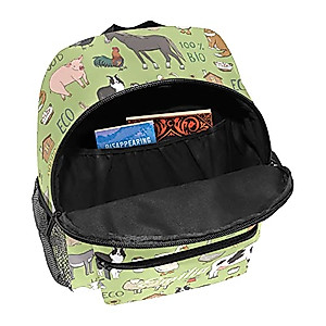 Grandkli Farm Animal Green Personalized Kids Toddler Backpack for Boys Girls ,Custom Mini School Backpack Bags Kindergarten 10inch L x 4inch W x 12inch H