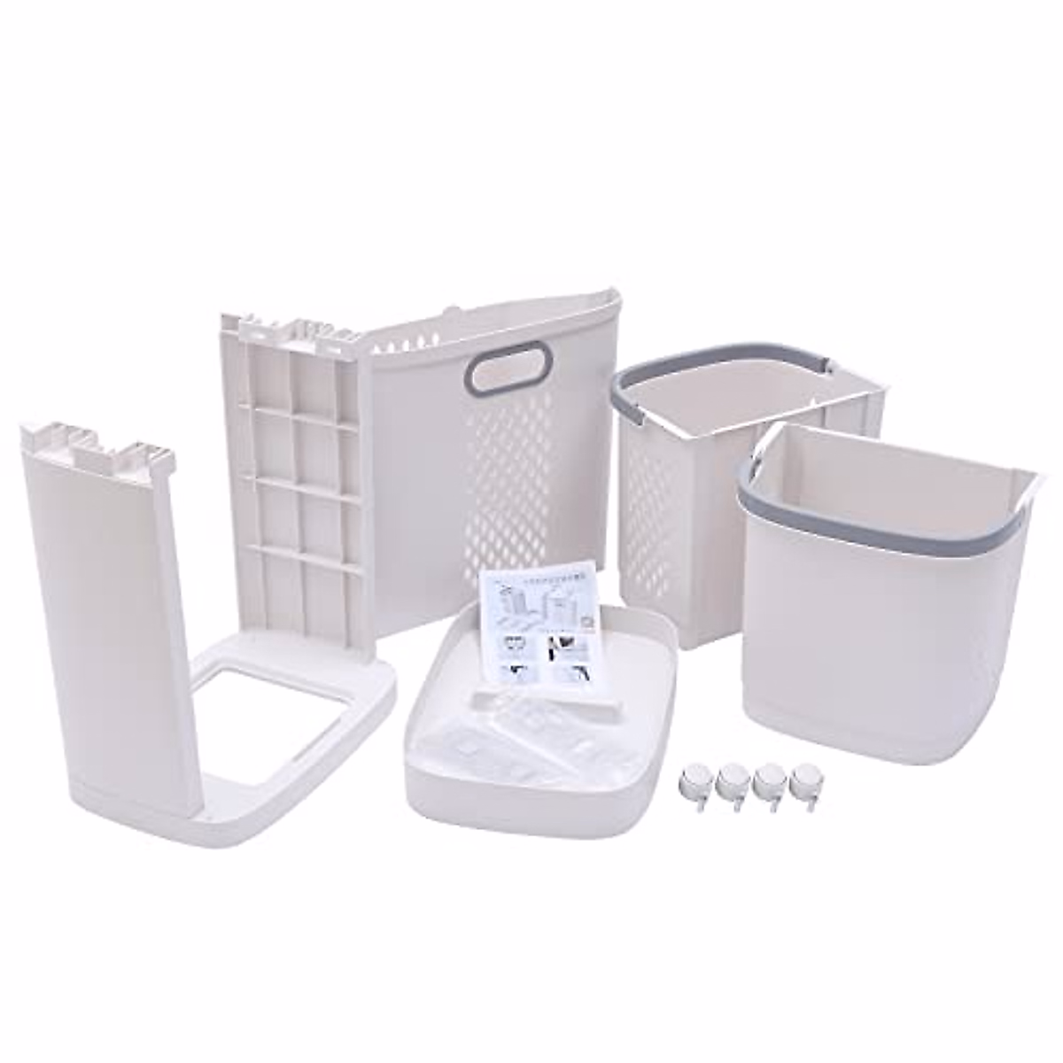 2 Tier Laundry Basket Vertical Standing Storage Basket Stand with Wheel Rolling Laundry Sorter Hamper Multipurpose Large Laundry Basket with 3 Basket Bins for Kitchen Bedroom Bathroom