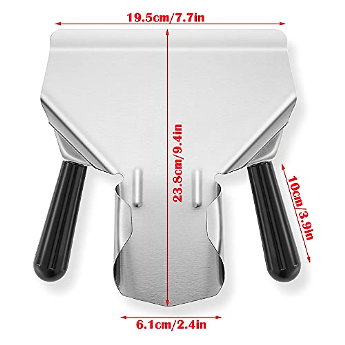 MGGi Stainless Steel Dual Handle French Fry Bagger Scoop Chip Popcorn Bagger Ice Candy Snacks Desserts Scooper with Removable Dual Handle - Right and Left Handle
