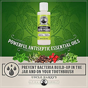 Uncle Harry's Remineralizing Tooth Powder | All Natural Enamel Support & Whitening Toothpaste for Sensitive Teeth | Powder Toothpaste for Gum Health & Fresh Breath (4 oz)