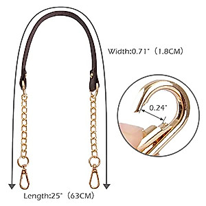VanEnjoy 2PCS Microfiber Leather Purse Chain Handles Replacement for Shoulder Bag Handbag - 23.6x0.71(LxW) (Expresso-Gold Metal)
