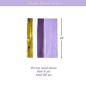 ANSOMO Purple Tissue Paper Tassel Garland Party Banner - 20 PCS (Purple/Lavender/White/Gold)