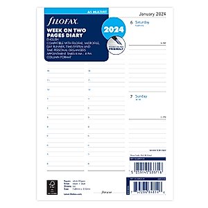 Filofax A5 Week on two pages column format English 2024 diary
