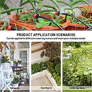 MSDADA Drip Irrigation Kit, Garden Irrigation System 1/4" Blank Distribution Tubing Hose Watering Kit, DIY Automatic Irrigation Equipment for Plant, Garden, Greenhouse, Patio, Flower Bed, Lawn (81ft)