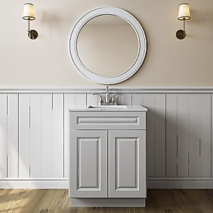 LOVMOR 24" Bathroom Vanity, Kitchen Base Cabinet, Single Sink Storage Unit, Pedestal Sink Storage Cabinet, Large Capacity for Laundry Room, Kitchen, Shower Room & Utility Room, Dove