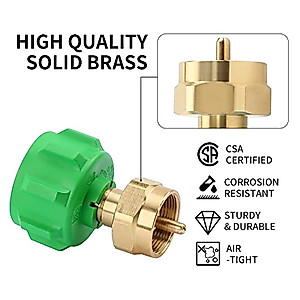 SILATU Propane Refill Adapter - LP Gas Cylinder Tank Coupler to 1LB Throwaway Disposable Propane Bottle, Green