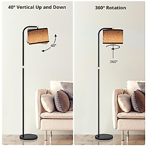 Meisoda Modern Metal Floor Lamp 2 Different Lamp Shades, Arc Standing Lamp 9W Dimmable 3 Color Temperature LED Bulb, LED Floor Lamps for Living Room, Bedroom and Office