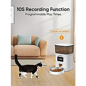 Petchain Automatic Cat Feeder, 4L WiFi Pet Food Dispenser for Cats and Dogs APP Control Auto Pet Feeder Up to 20 Portions15 Meals per Day, Low Food Alarm and 10s Voice Recorder for Pet