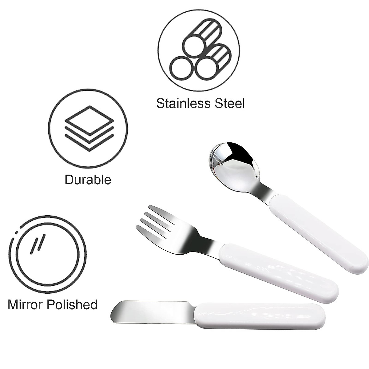 VANRA 3-Piece Children Knife Spoon Fork Set 18/10 Stainless Steel Child Flatware Set Kids Utensils Set with Case for Lunch Box (Fork Spoon Knife Combo)