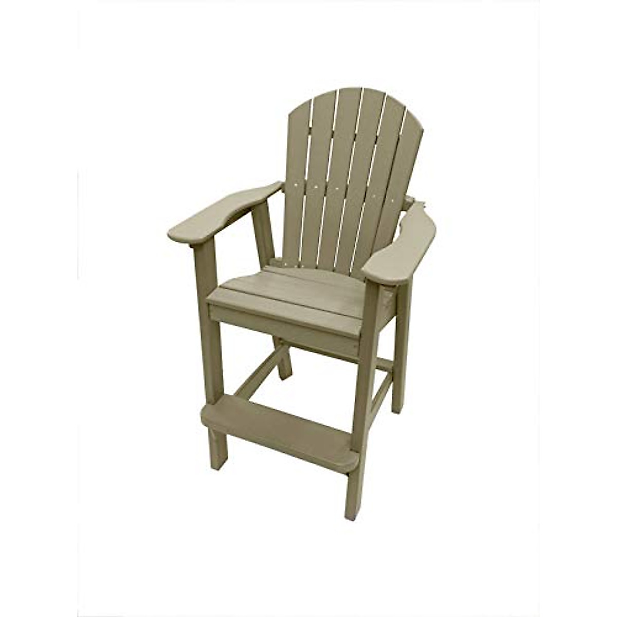 Phat Tommy Tall Balcony Adirondack Chair, Recycled Poly Outdoor Furniture, High Patio Bar Height Stools for Decks, Pools, Lawns, Backyard Patio and Front Porch, Weatherwood