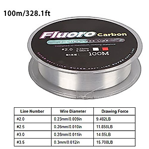 Gaeirt Super Strong Fishing Line, Straight Lightweight 100M Nylon Fishing Line High Strength for Reservoir Fishing(#2.0)
