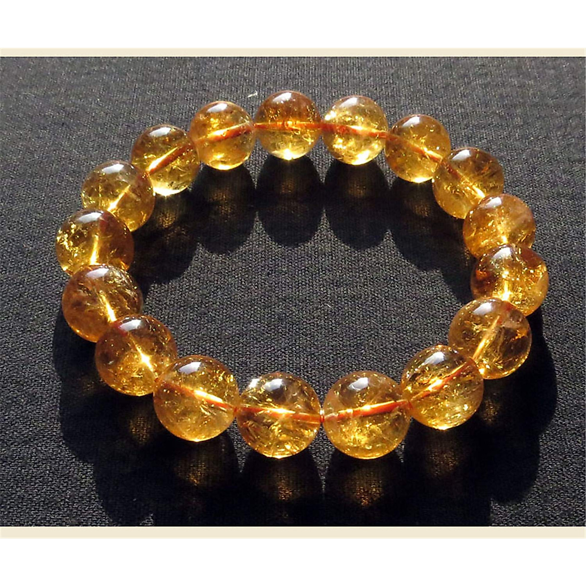 Muko Gemstone 10mm Natural Citrine Quartz Yellow Crystal Round Beads Bracelet Crystal Women Men AAAAA