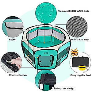 Aliparr Portable Pet Playpen,Dog Playpen Foldable Pet Exercise Pen Tents for Dogs/Cats/Rabbits/Pets,Cat Playpen Indoor/Outdoor Travel Camping Use with Carry Case