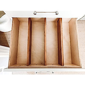 Lipper International 8897 Bamboo Wood Custom Fit Adjustable Deep Kitchen Drawer Dividers, Set of 2