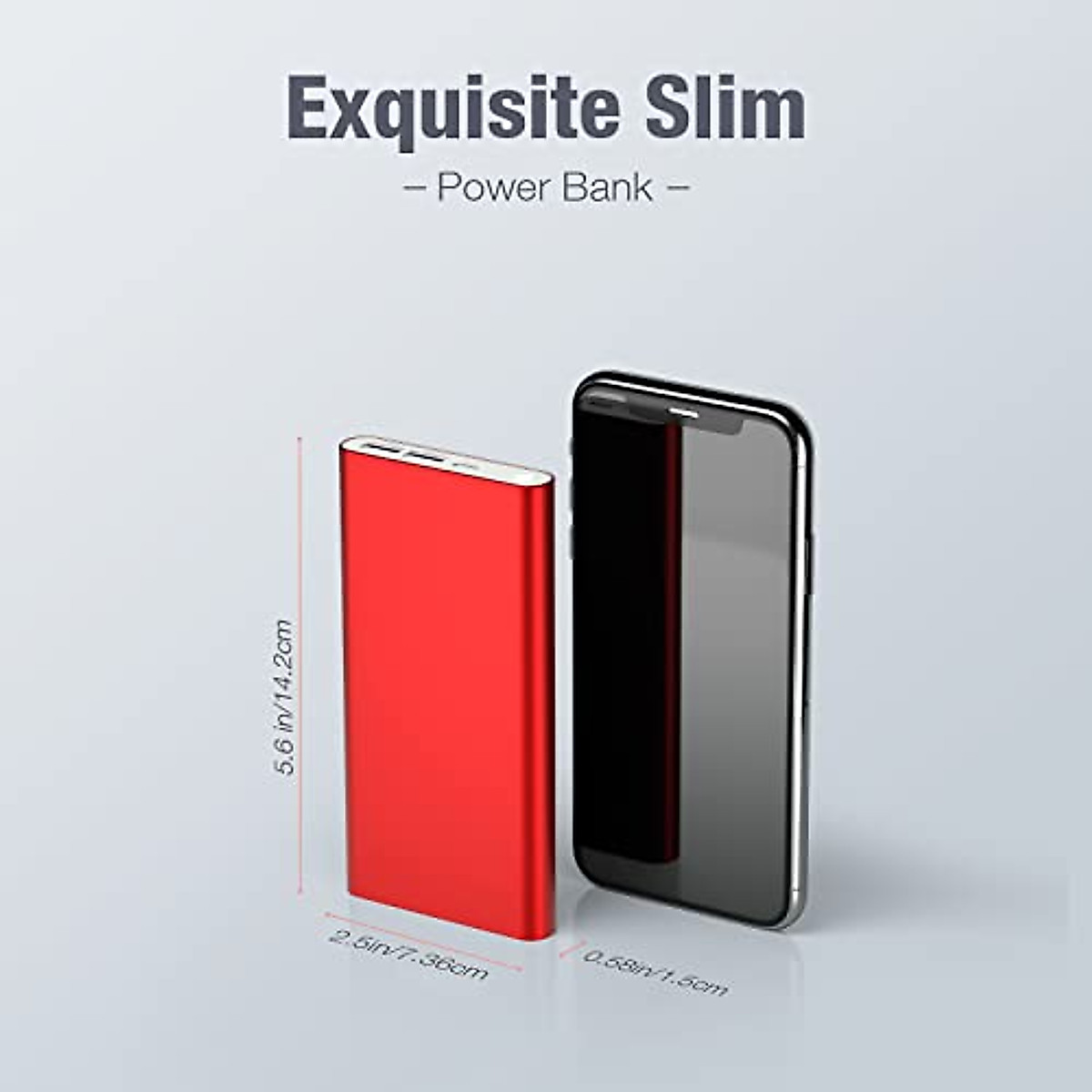 EnergyCell Pilot 4GS Portable Charger 12000mAh Fast Charging Power Bank Dual 3A High-Speed Output Battery Pack Compatible with iPhon14 13 12 11 and More（Charging Cable Included (Red)