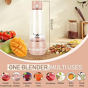 Portable Blender Personal Blender for Shakes and Smoothies, Mini USB Blender with 6 Blades, 17Oz Blender to Go for Travel, Office, and Sports
