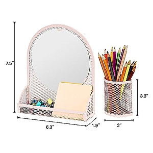 LUCYCAZ Magnetic Locker Accessories, Pink Magnetic Mirror with 2 Magnetic Pen Holder for Girls, Locker organizer for School, Home and Office. Back to School Essentials