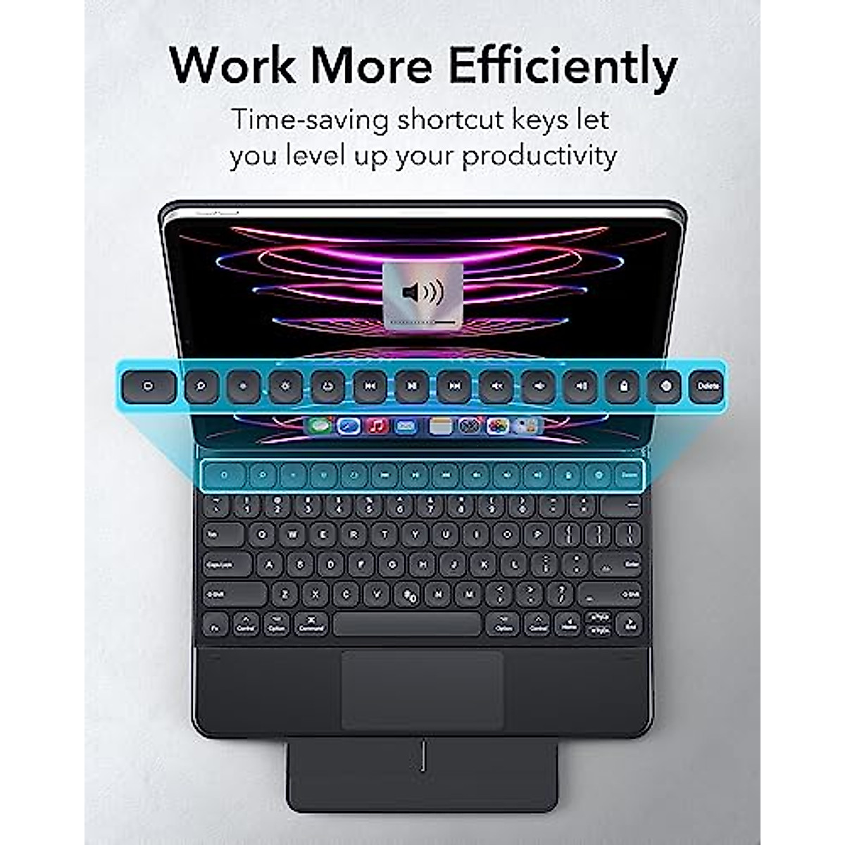 ESR iPad Keyboard Case for iPad Pro 12.9 inch (3rd, 4th, 5th, 6th Generation), Easy-Set Floating Cantilever Stand, Precision Multi-Touch Trackpad, Multi-Color Backlit Keys, Magic Keyboard, Black