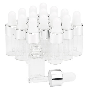 15 Pcs Clear Glass Dropper Bottles Essential Oil Bottles Refill Sample Vials Aromatherapy Perfume Liquid Glass Bottles With Eye Dropper&Silver Lids (3ml)