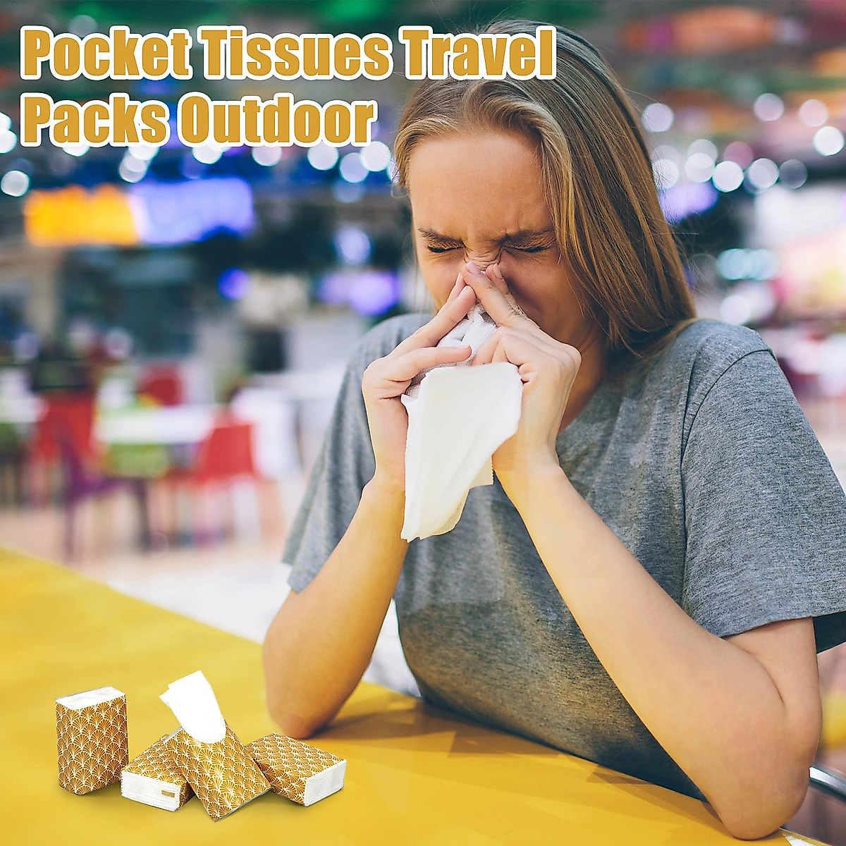 Therwen 100 Pack Pocket Tissues Travel Packs Bulk 1000 Sheet Mini Tissues Bulk 3 Ply Small Travel Size Paper Individual Pocket Size