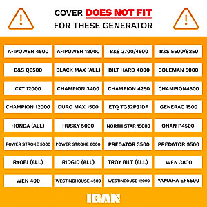 IGAN Generator Tent Running Cover, Ultra Heavy Duty Tarpaulin Enclosure, Portable All-weather Generator Rain Shelter for most 3500w-12000w generators, Black Generator Cover