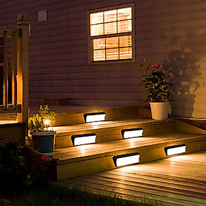 Solar Powered Deck Lights Solar Step Lights 6-Pack Wireless Waterproof Outdoor Stair Step Lights for Backyards Decks Driveway Fence Garden Garage Porch Pathway Patio Wall