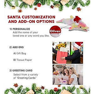 DolliBu Santa Large Rainbow Dolphin Stuffed Animal Plush Toy - Wild Animal Dress Up with Red Santa Claus Hat, Cute Wildlife Gift, Perfect Holiday with Name Personalization - 18 Inches