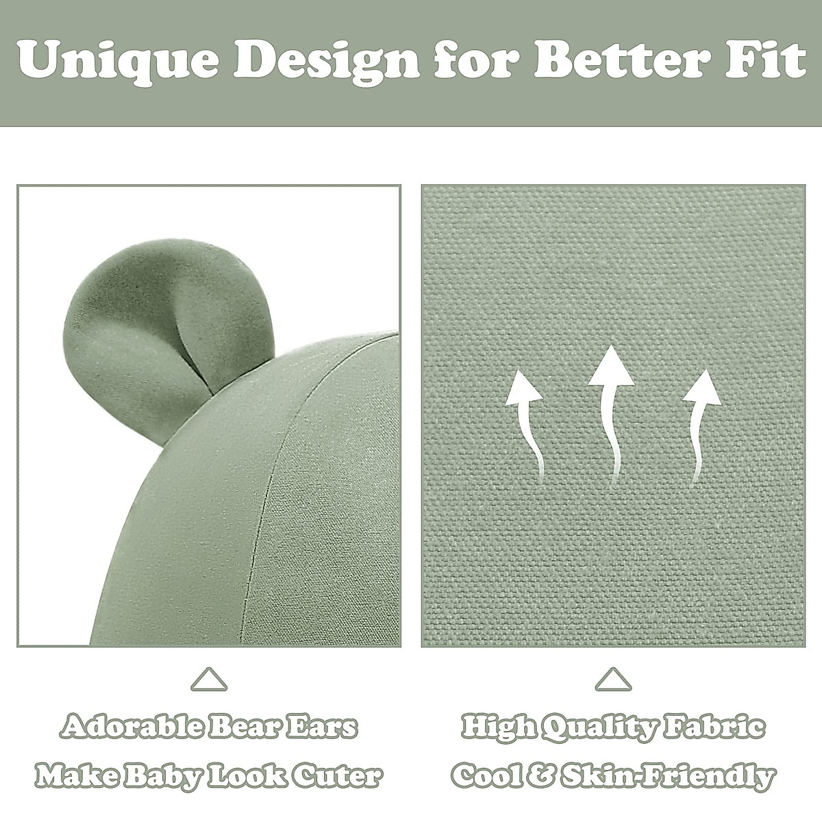 Baby Hats 0-6 Months Baby Boy Sun Hat Bear Ears Infant Sun Hat Beach Infant Hats for Girls Cute Infant Bucket Hat Green