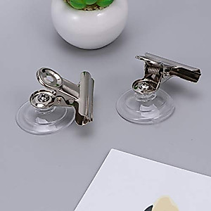 YARNOW 8 Pcs Suction Cup Clip Display Business Cards Holder Stand Clear Clamps Hanging Home Office Accessories