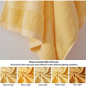 COZYART Light Yellow Luxury Bath Towel Set, Turkish Cotton Hotel Towel Bulk for Bathroom, Thick Bathroom Set of 6 Pcs with 2 Large Bath Towels, 2 Hand Towels, 2 Washcloths, 650 GSM.