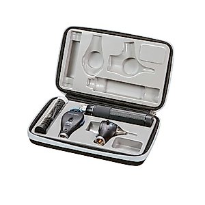 ADC Portable Diagnostic Set Plug-in Rechargeable, with Standard Otoscope and Coax Ophthalmoscope, LED Lamps, 3.5V, Hard Case, Diagnostix 5410L, Black