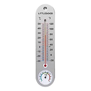 LittleGood Thermometer Indoor with Humidity – 9.8 inch Wall Vertical Thermometer/Hygrometer, Temperature Monitor for Home, Household Thermometer for Room Temp