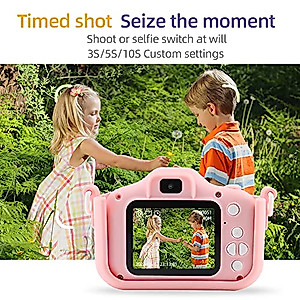 YUE3000 Upgrade Kids cat Camera,Gifts for Boys and Girls of Age 3-9, 1080P HD Digital Video Cameras for Toddler, 20M high -Definition Digital Camera, Suitable for Portable Toys with 32GB SD Card-Pink