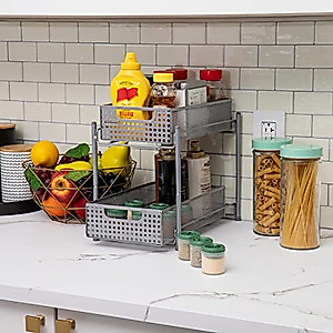 Mind Reader Cabinet, Mesh Storage Baskets Organizer, Home, Office, Kitchen, Bathroom, One Size, Silver 2 Tier Heavy Duty