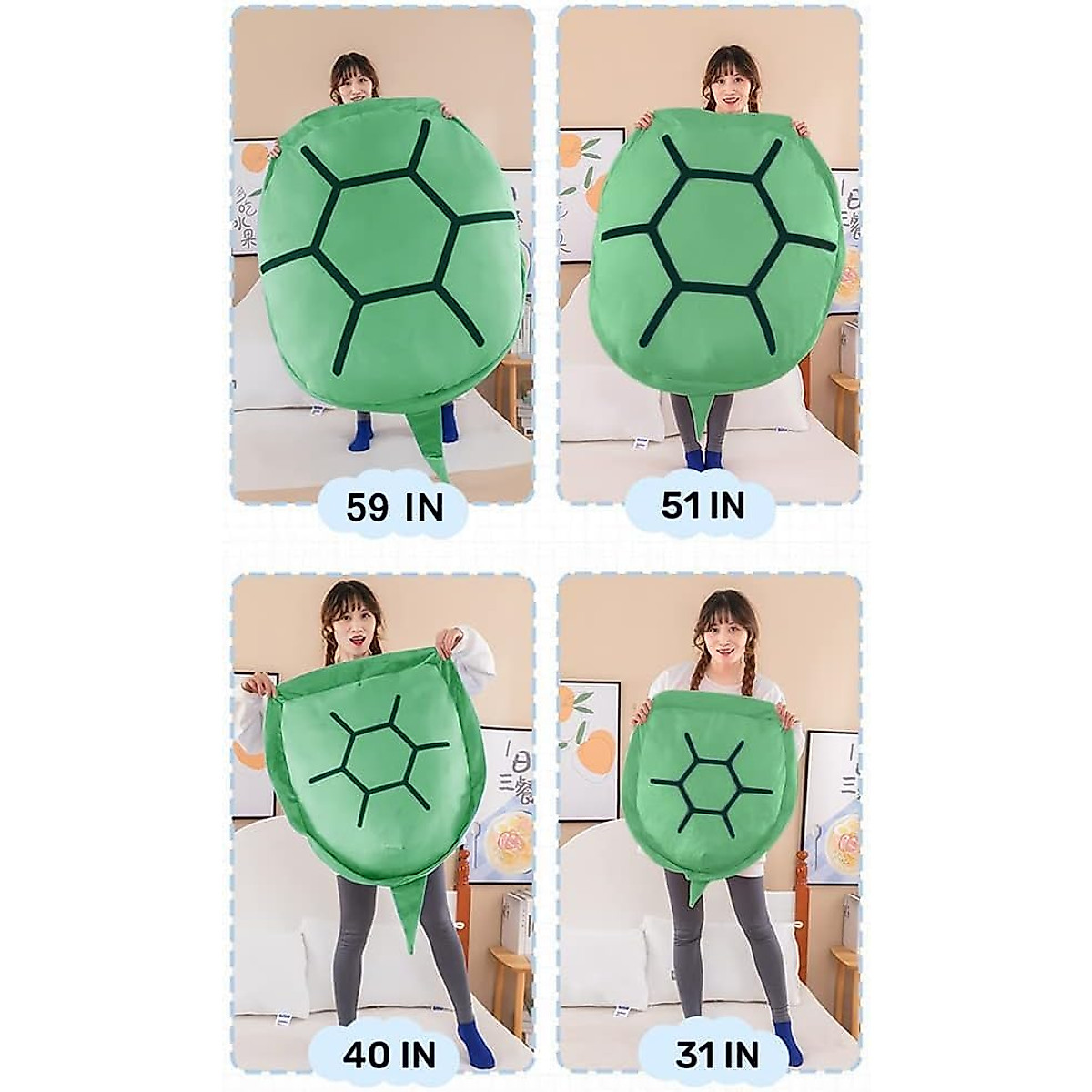 MUVLUS Wearable Turtle Shell Pillows,Removable Turtle Plush Pillow Stuffed Animal Turtle Plush Toy Funny Dress Up,Gifts for Boys and Girls, 40in, Green