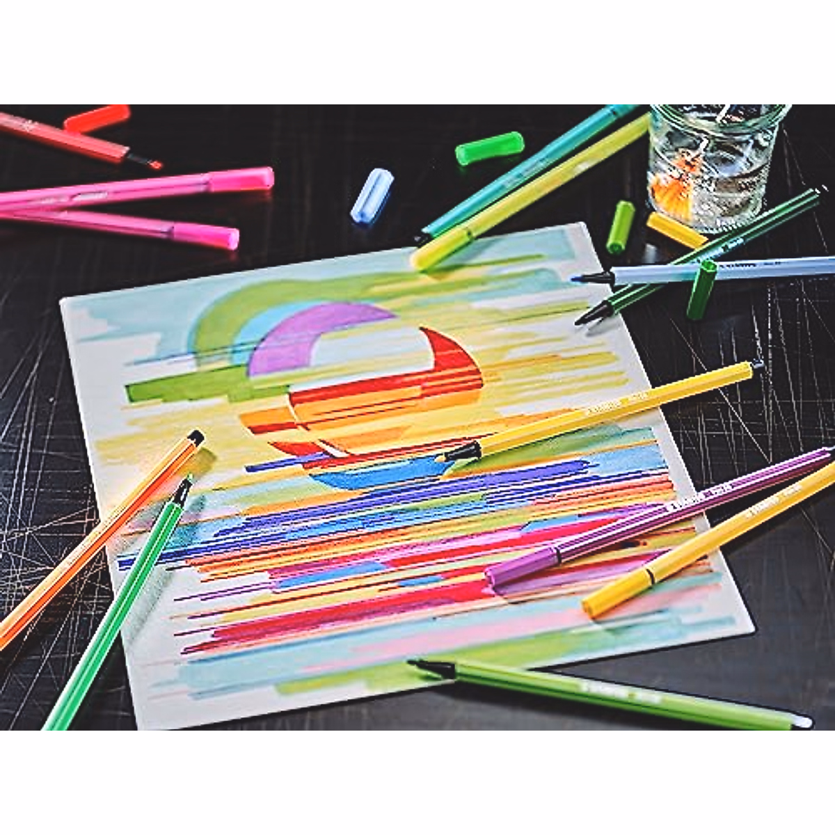 STABILO Premium Fibre-Tip Pen Pen 68 - ARTY - Rollerset of 25 - Assorted Colours