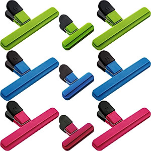 Large Chip Bag Clips Grocery Store Bag Clips Food Bag Clips Plastic Clips Bright Assorted Colors for Coffee Potato and Snack Bags (Assorted, Size 6+3)