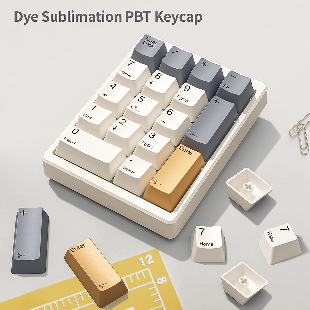 Kisnt Number Pad, Mechanical Numpad Wired USB Standard 17 Keys Numeric Keypad with PBT Keycaps White Backlit Keypad for Laptop PC TKL Keyboards (Red Switch)