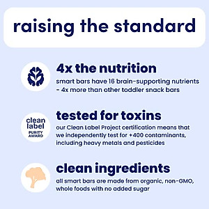 Cerebelly Toddler Snack Bars – Organic Sweet Potato Blueberry Banana Smart Bars (Pack of 30), Healthy Snack Bars for Kids - 16 Brain-supporting Nutrients from Superfoods - Made with Gluten Free Ingredients, Nut Free, No Added Sugar, Organic Whole Grain Nu