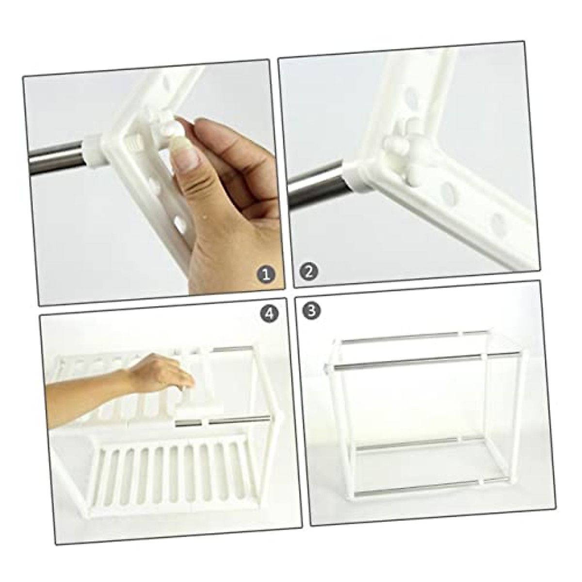 DELURA Sink Drying Rack Cabinet Storage Shelf Rack Under Sink Organizer Under Sink Expandable Shelf Organizer Bathroom Organizer Under Sink Over The Sink Shelf Curtain Tableware White/24