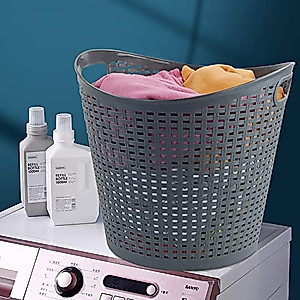 Zerdyne 6-Pack Large Storage Basket, 30 L Plastic Laundry Hamper/Laundry Basket, Gray