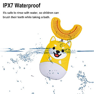 TANCOLA U Shaped Toothbrush Kids Sonic Automatic Brush Toddler Electric Toothbrush Whole Mouth Automatic Soft Ultrasonic TeethBrushes Rechargeable for Children Age 2-7 Years Old (Yellow)